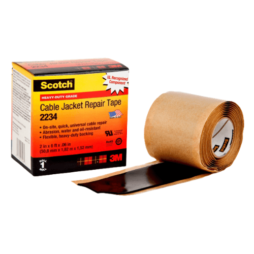 3M Scotch Cable Jacket Repair Tape 2234, 2 in x 6 ft Black